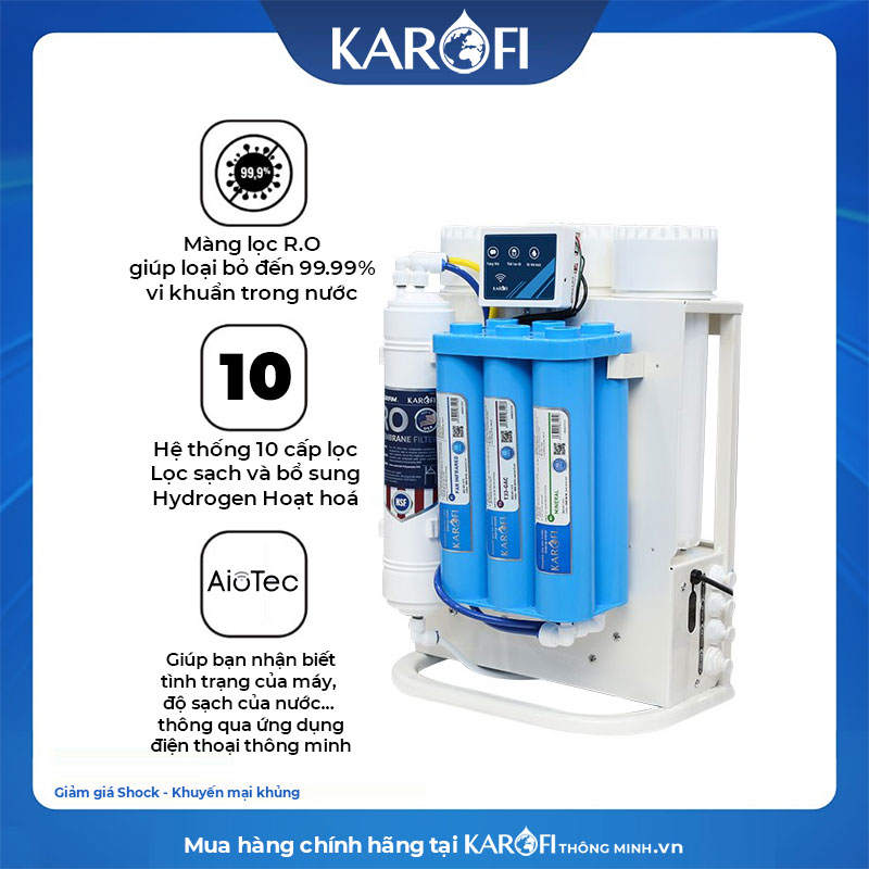 MÁY LỌC NƯỚC KAROFI KAQ-U05 - 10 lõi Hydrogen - Karofi Thông Minh